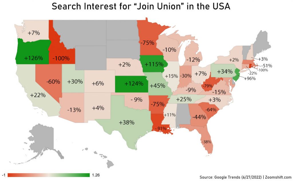 Union Search Statistics In The United States - Zoomshift